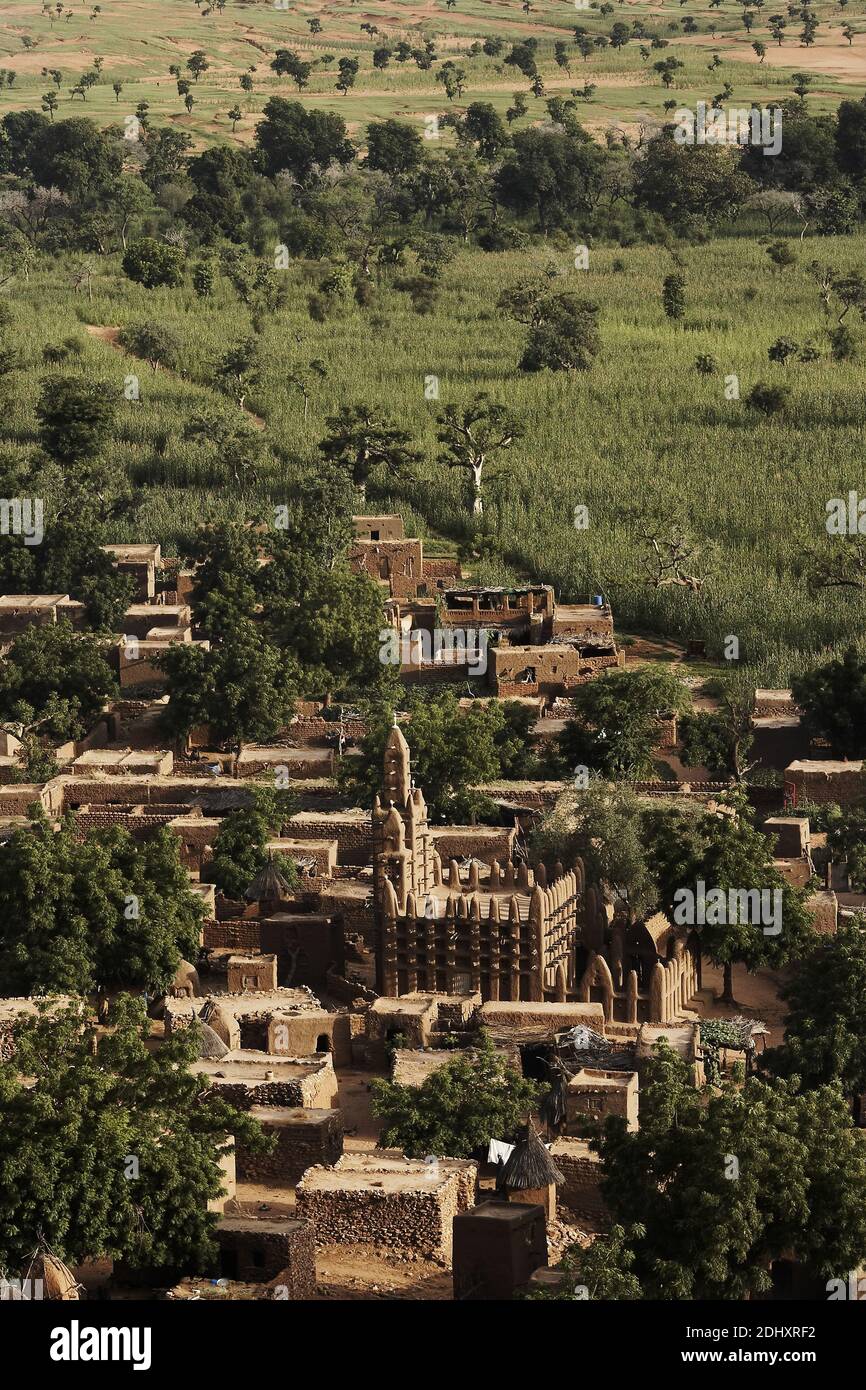 Africa /Mali/ Dogon Country/The new village Teli with a beautiful mud ...