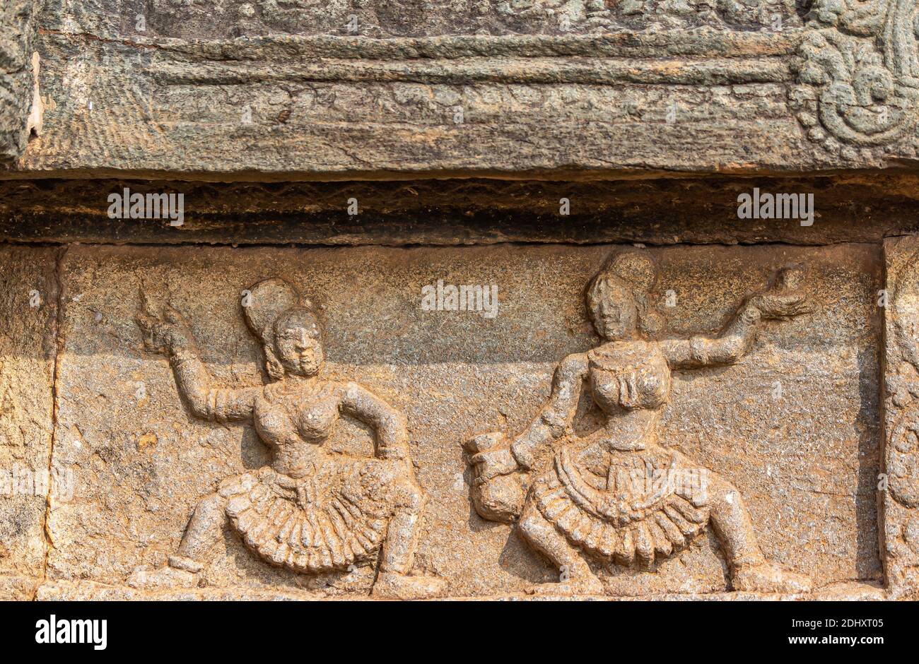 Hampi, Karnataka, India - November 4, 2013: Mural sculpture on stone at ...