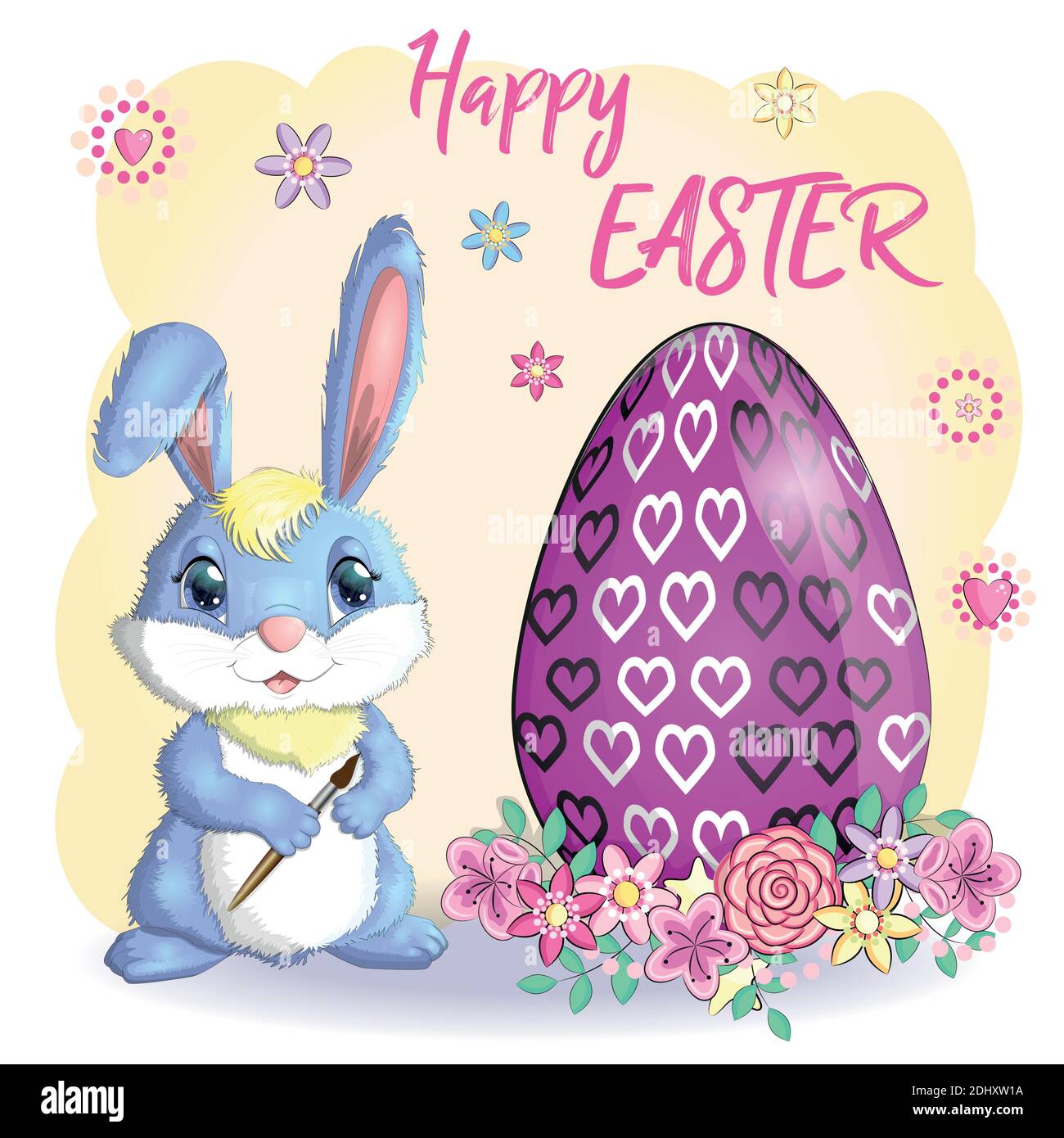 Easter bunny rabbit cartoon character with easter egg Stock Vector ...