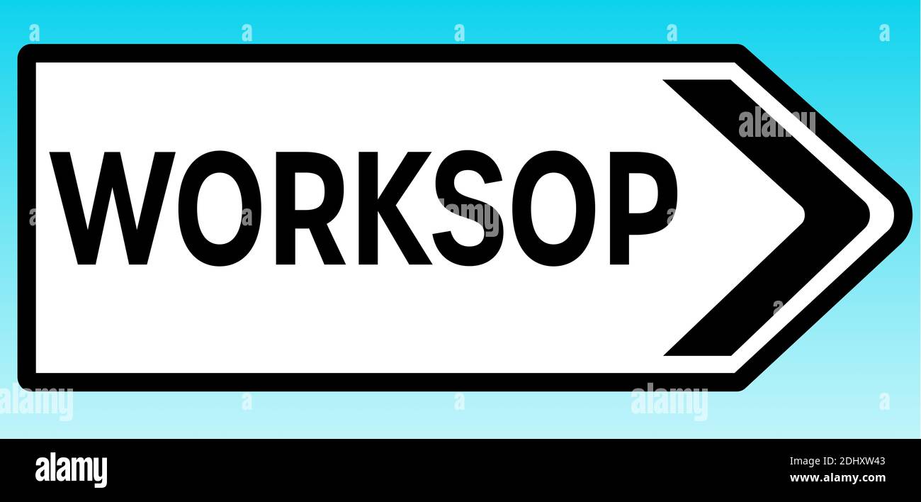 A graphic illlustration of a British road sign pointing to Worksop ...