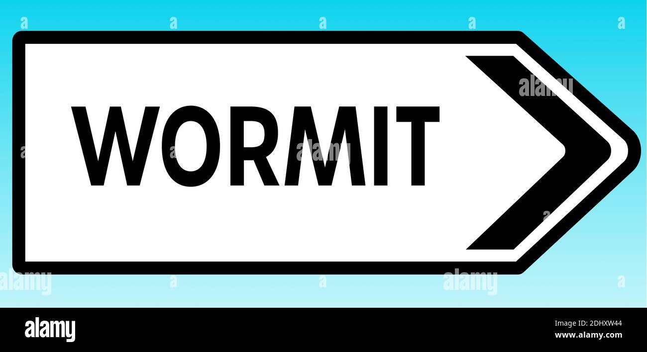 A graphic illlustration of a British road sign pointing to Wormit Stock ...