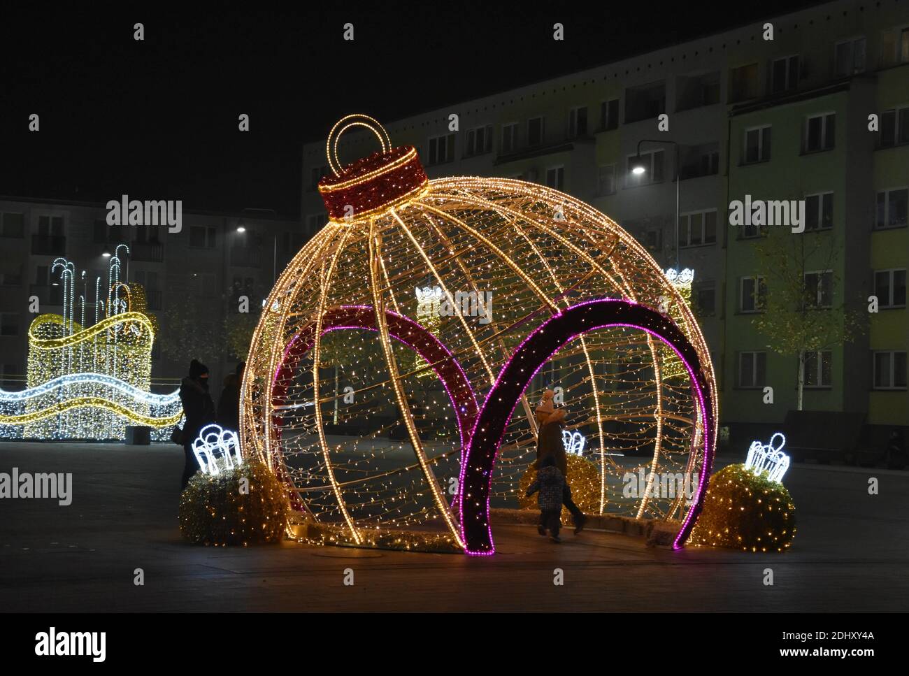 Lubin, Poland. 12th Dec, 2020. Festive Christmas decorations in Poland ...