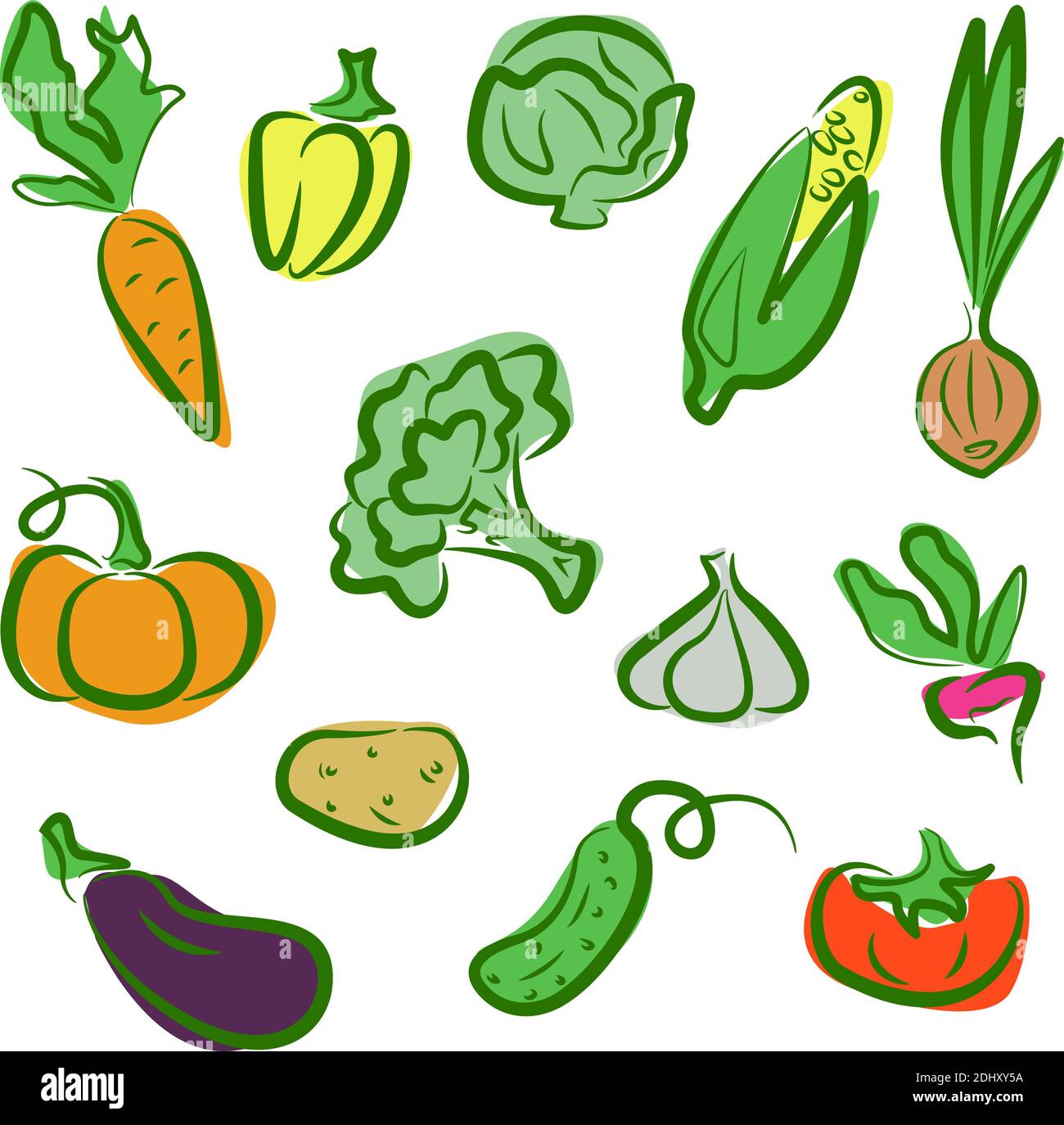 set of vegetables outline filling Stock Vector Image & Art - Alamy