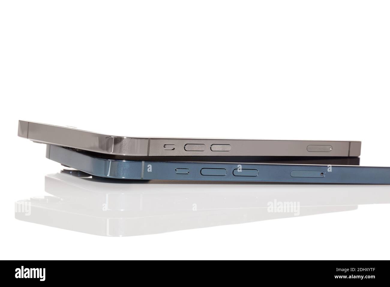 Bratislava, Slovakia - December 07, 2020. iPhone 12 and Pro side view ...