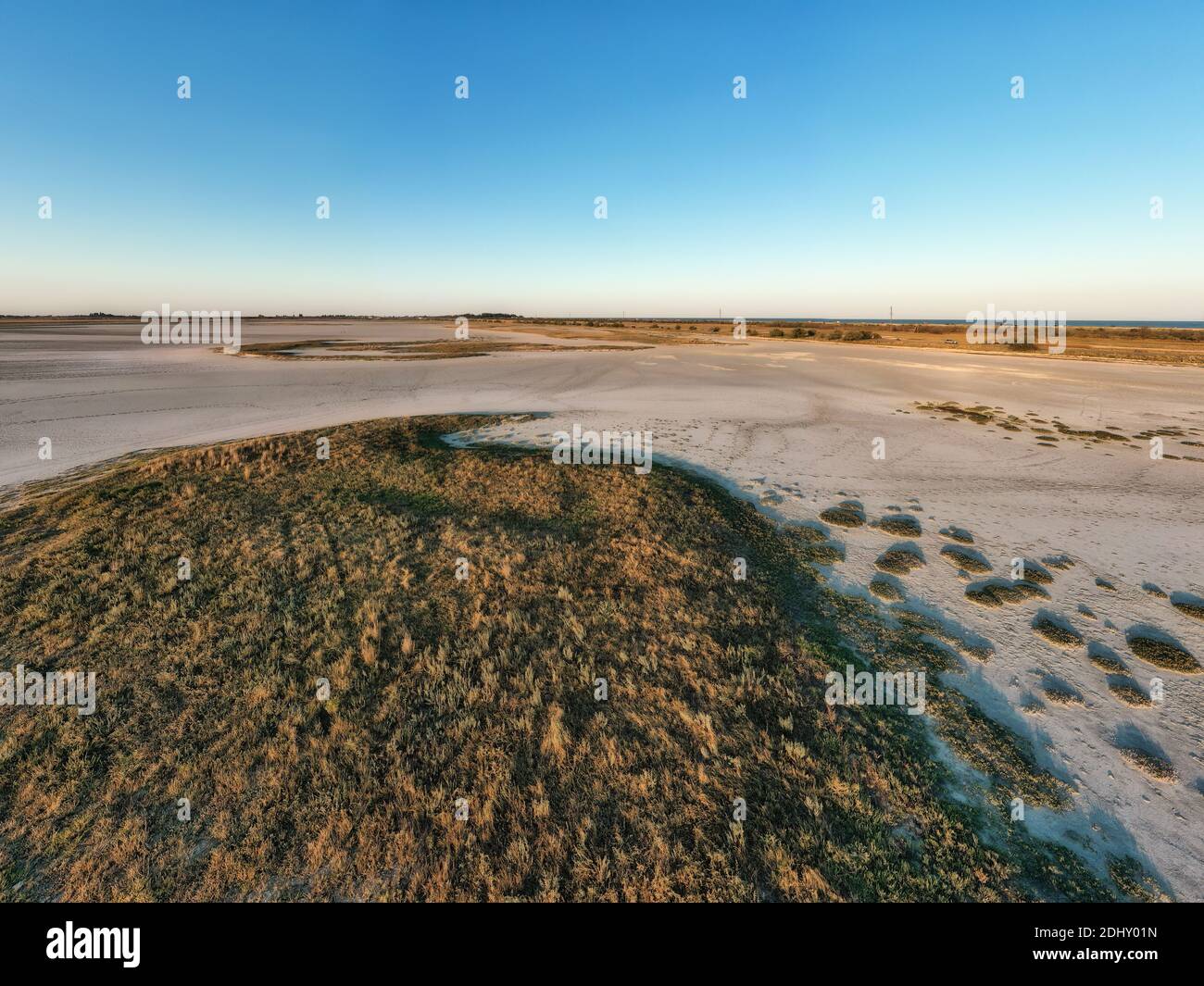 Sandy swamp near a beautiful lake, top view, drone camera Stock Photo ...