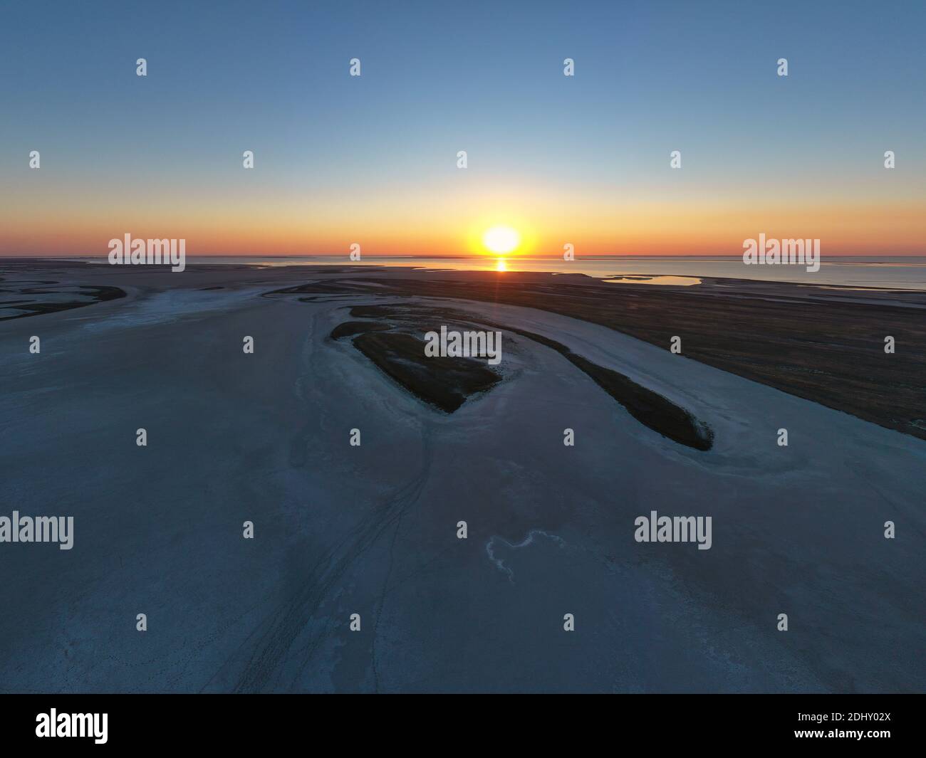 Sandy swamp near a beautiful lake, top view, drone camera Stock Photo ...
