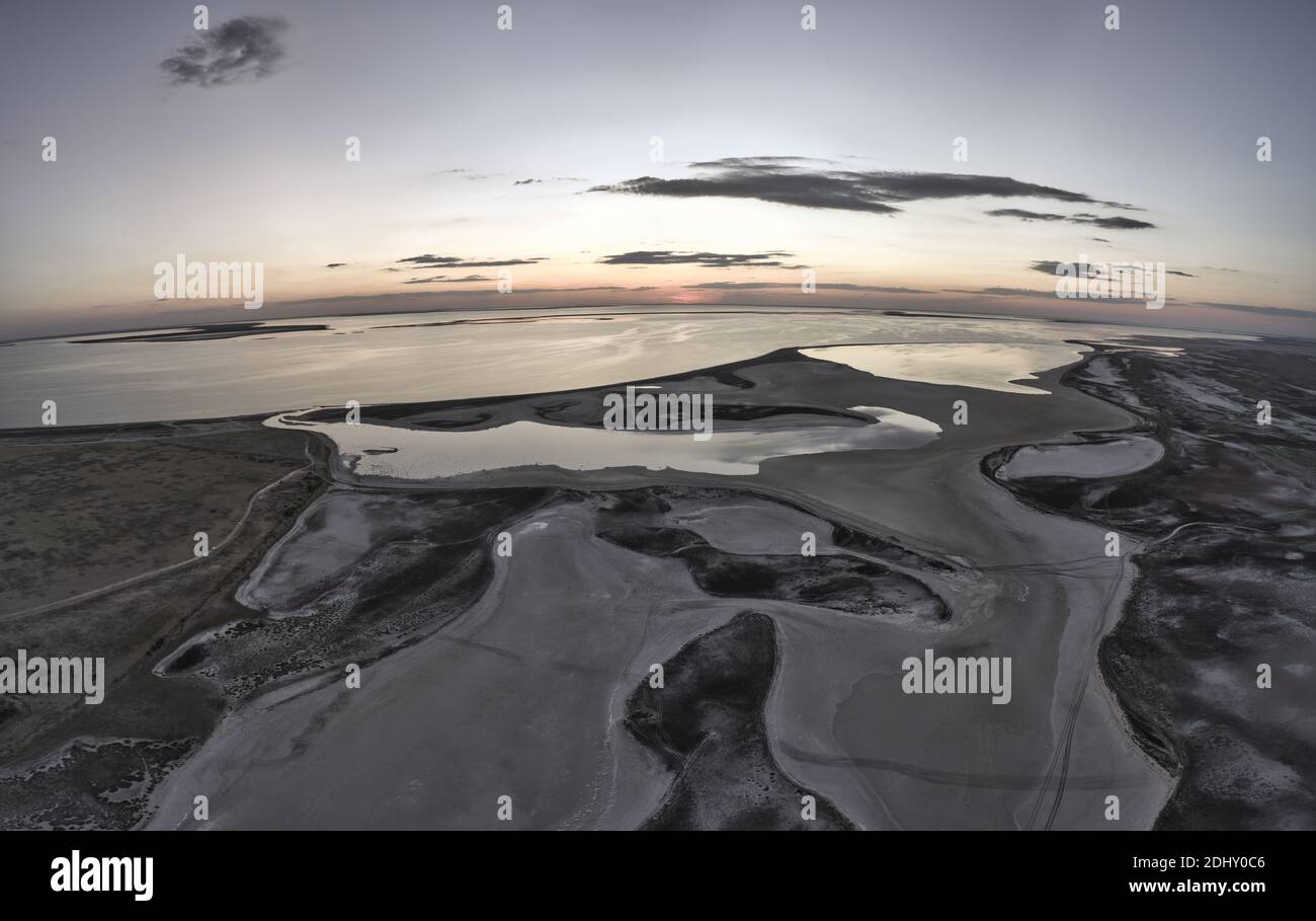 Unusual islands on a brilliant lake, top view, drone camera Stock Photo ...