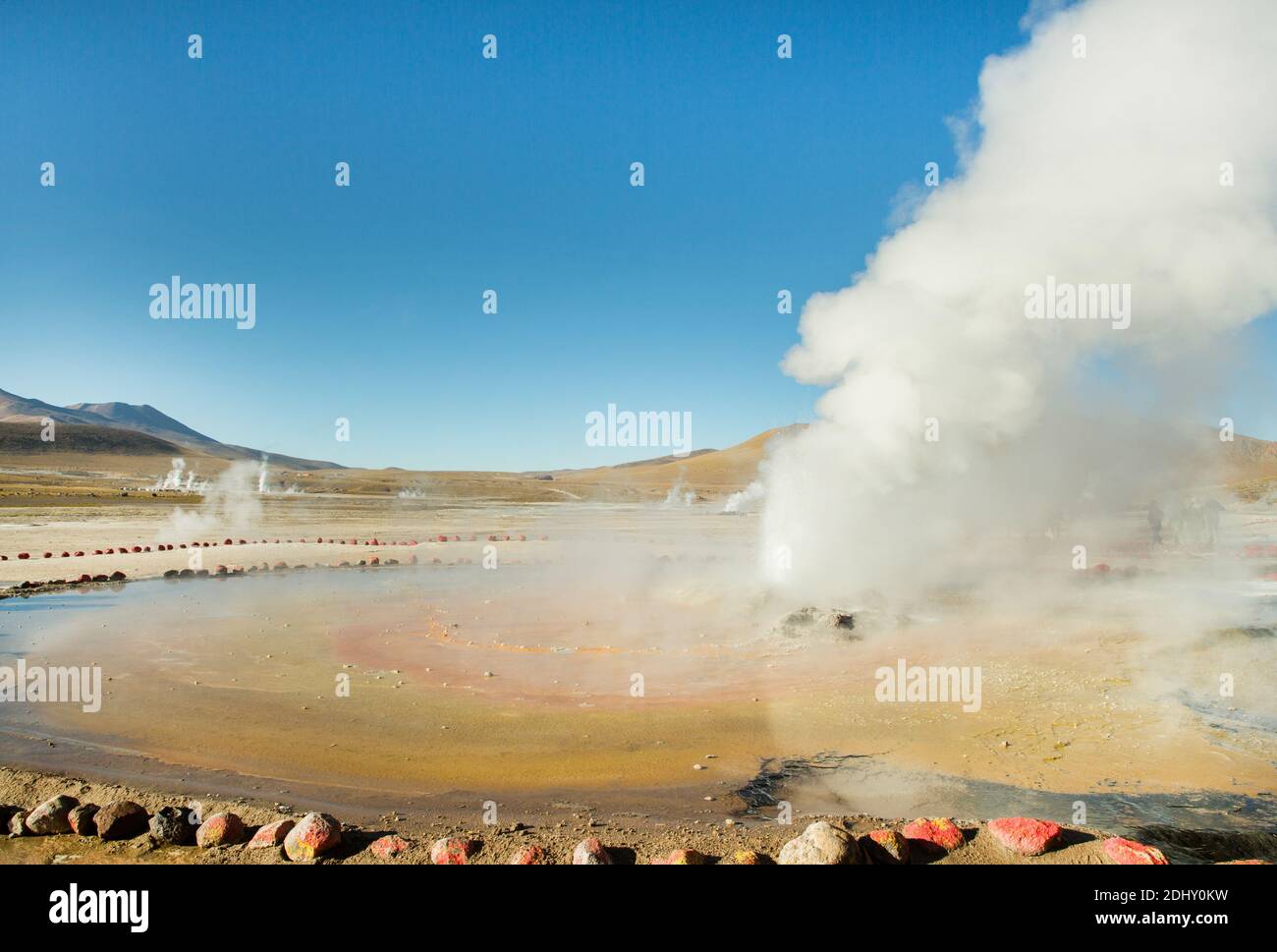 El Tatio geyser field and geothermal area, high in the Andes, Atacama ...