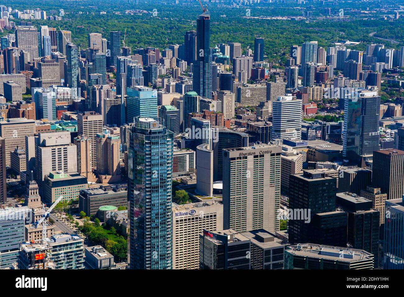 Toronto cityscape from the top of CN Tower, Toronto, Canada Stock Photo ...