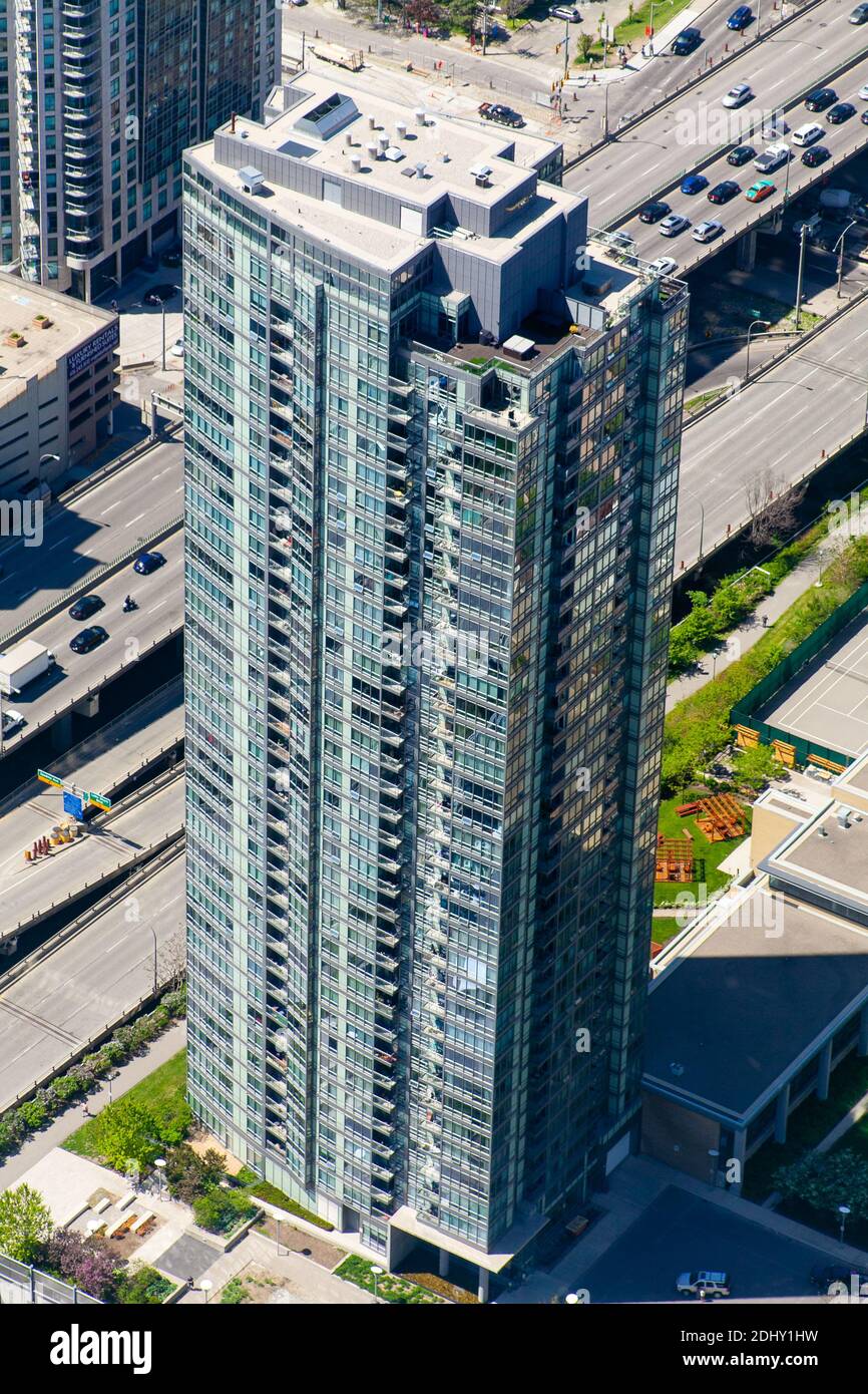 Tall building from above, view from the top of CN Tower, Toronto ...
