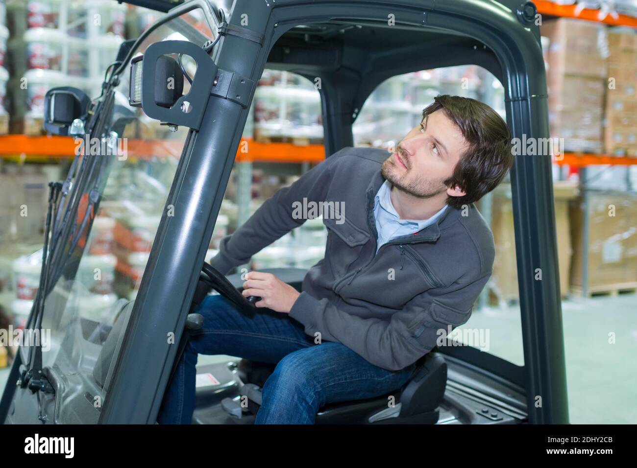 warehouse forklift operator at work Stock Photo - Alamy