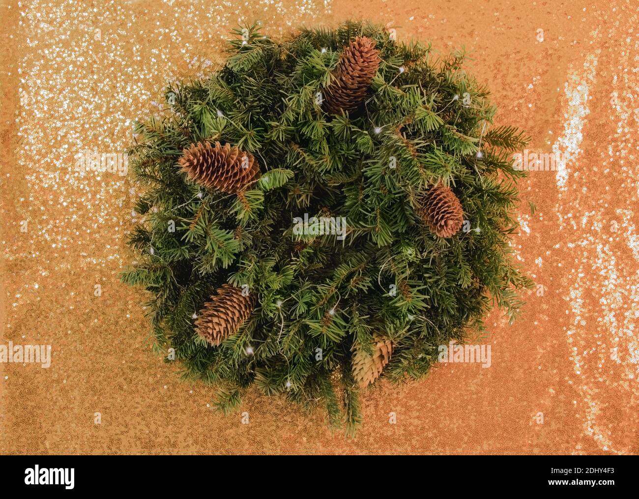 Christmas wreath from the branches of the Christmas tree with large ...