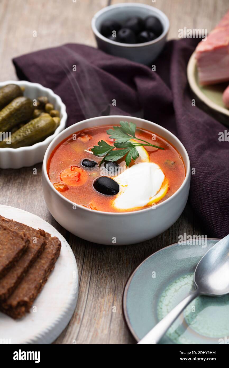 Traditional russian soljanka saltwort soup hi-res stock photography and ...