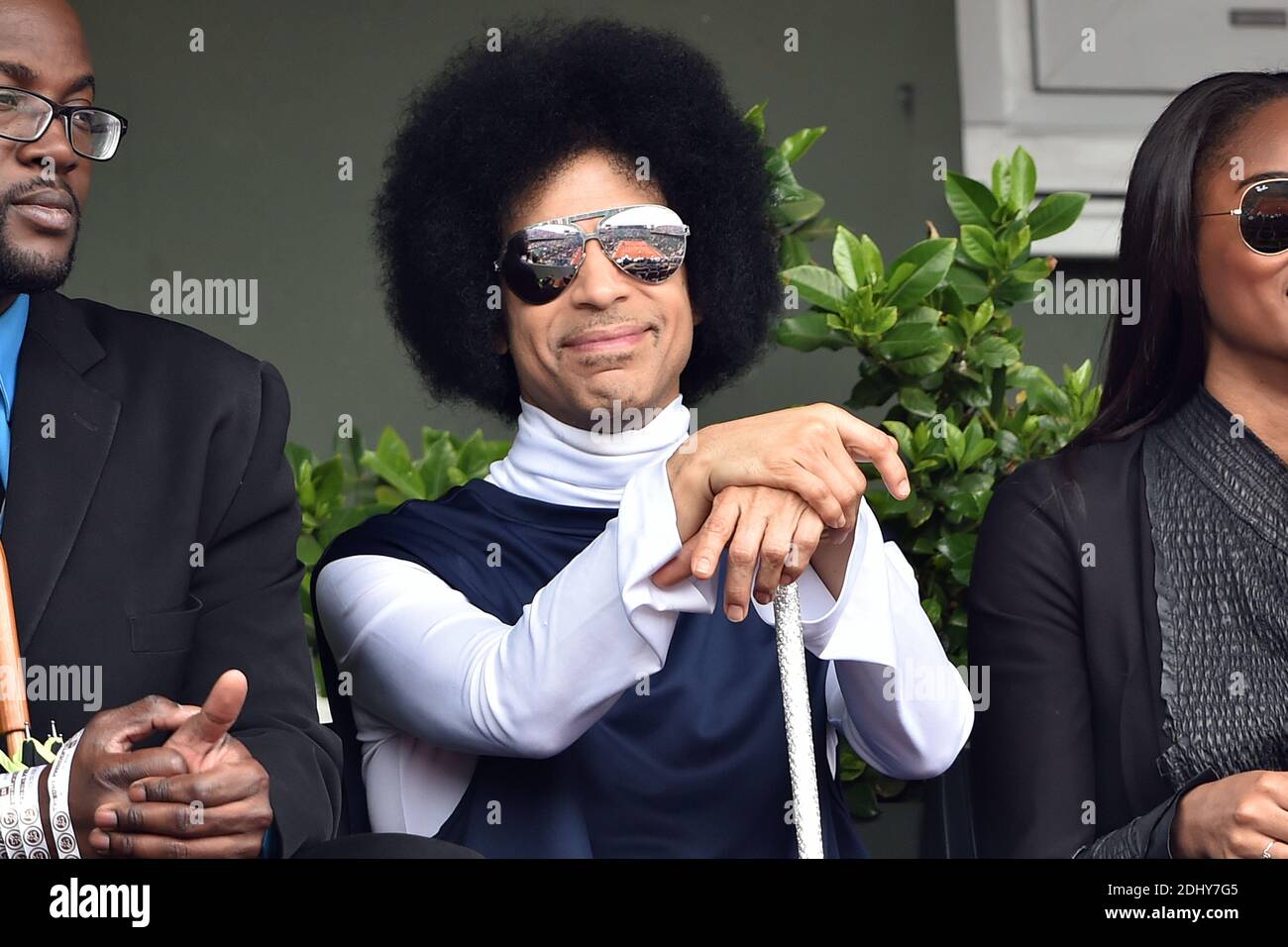 File Photo : Singer Prince watches from the stands Spain’s Rafael Nadal ...
