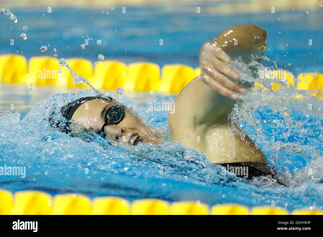 Chloe Hache swimming the 200 meters freestyle women in the French 2016 ...