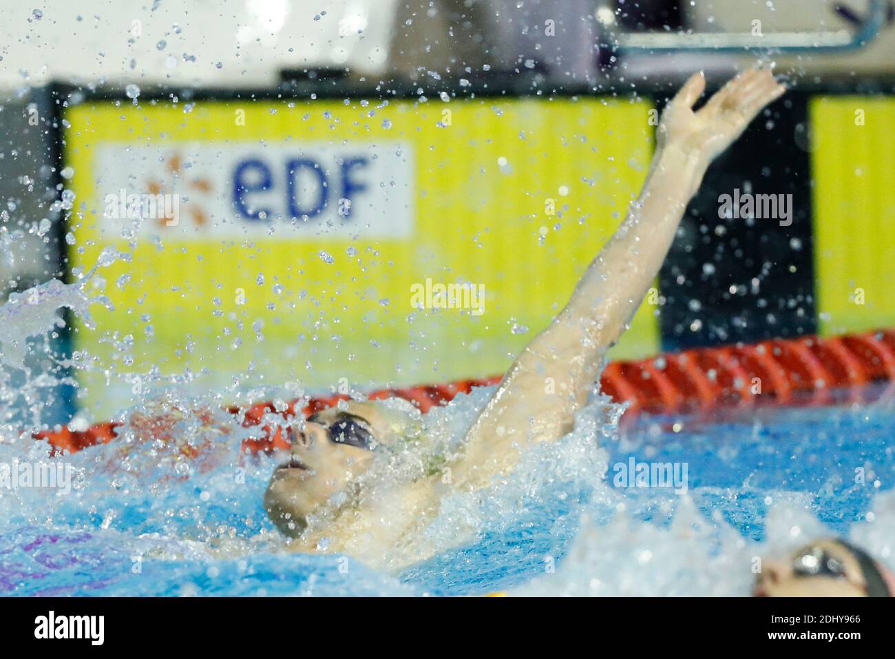 Camille Lacourt in the 100 meters backstroke men in the French 2016 Swimming championships in ...