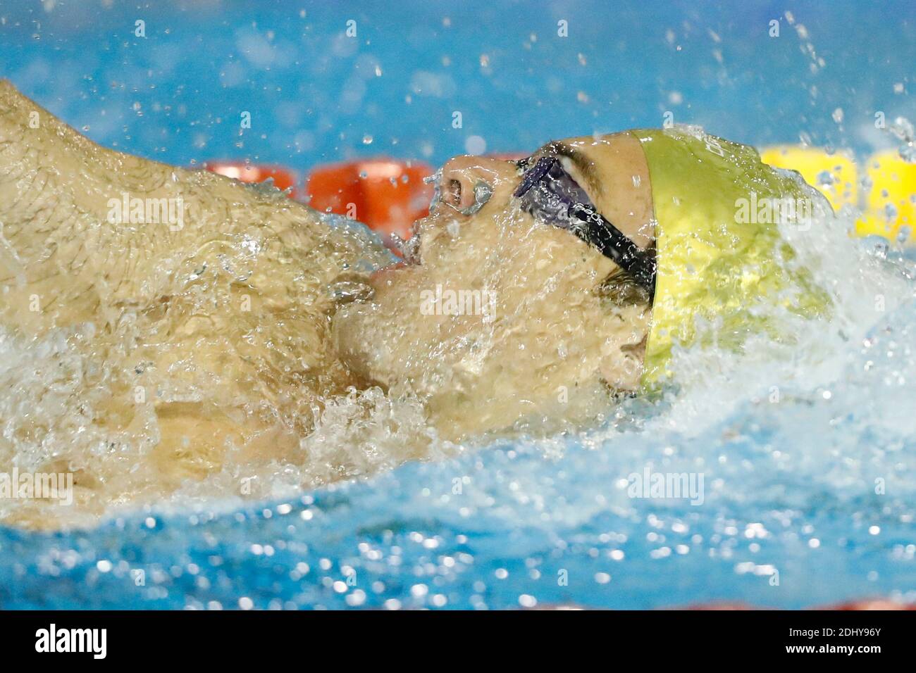 Camille Lacourt in the 100 meters backstroke men in the French 2016 Swimming championships in ...