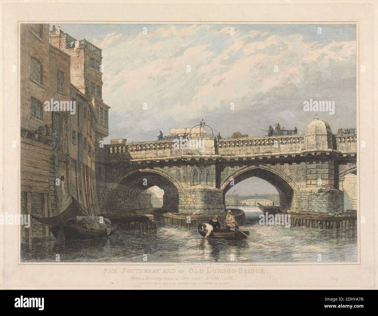 Old london bridge engraving hi-res stock photography and images - Alamy