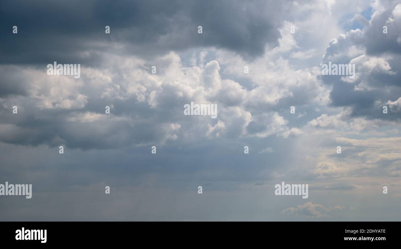 Clouds in the overcast sky view. Climate, environment and weather ...