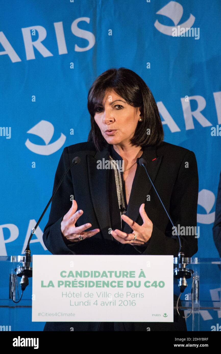 Paris mayor Anne Hidalgo pictured speaking during a press conference ...
