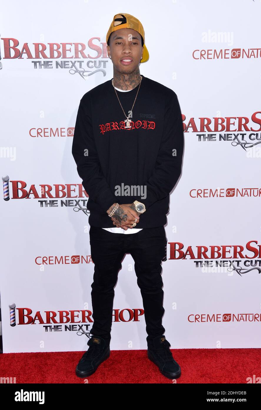 Tyga attends the premiere of New Line Cinema's 'Barbershop: The Next ...