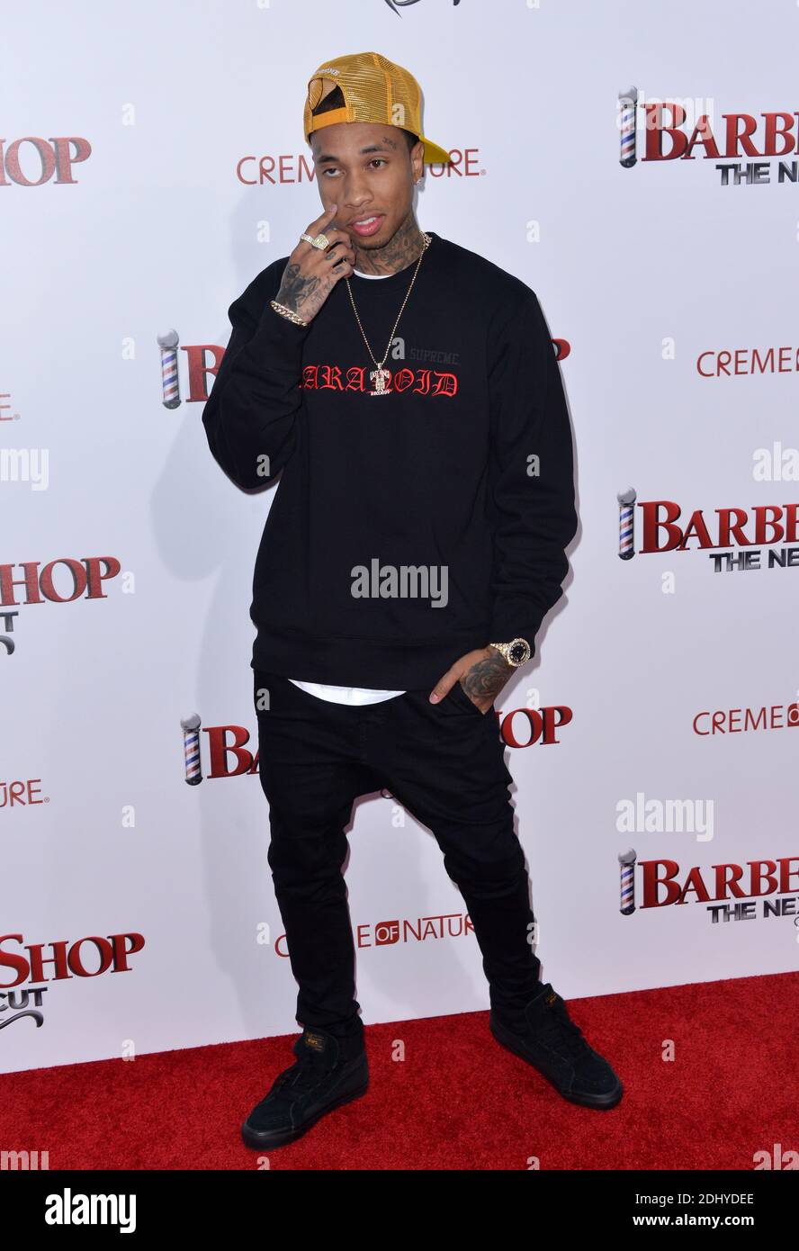 Tyga attends the premiere of New Line Cinema's 'Barbershop: The Next ...