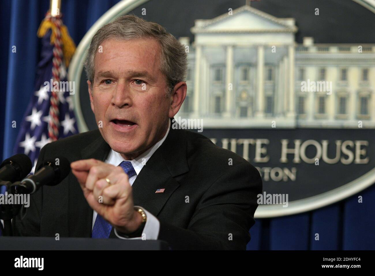 United States President George W. Bush holds a news conference in the ...