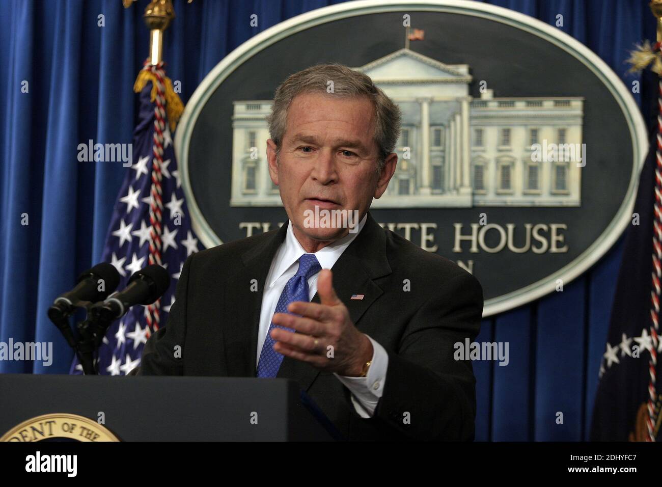 United States President George W. Bush holds a news conference in the ...