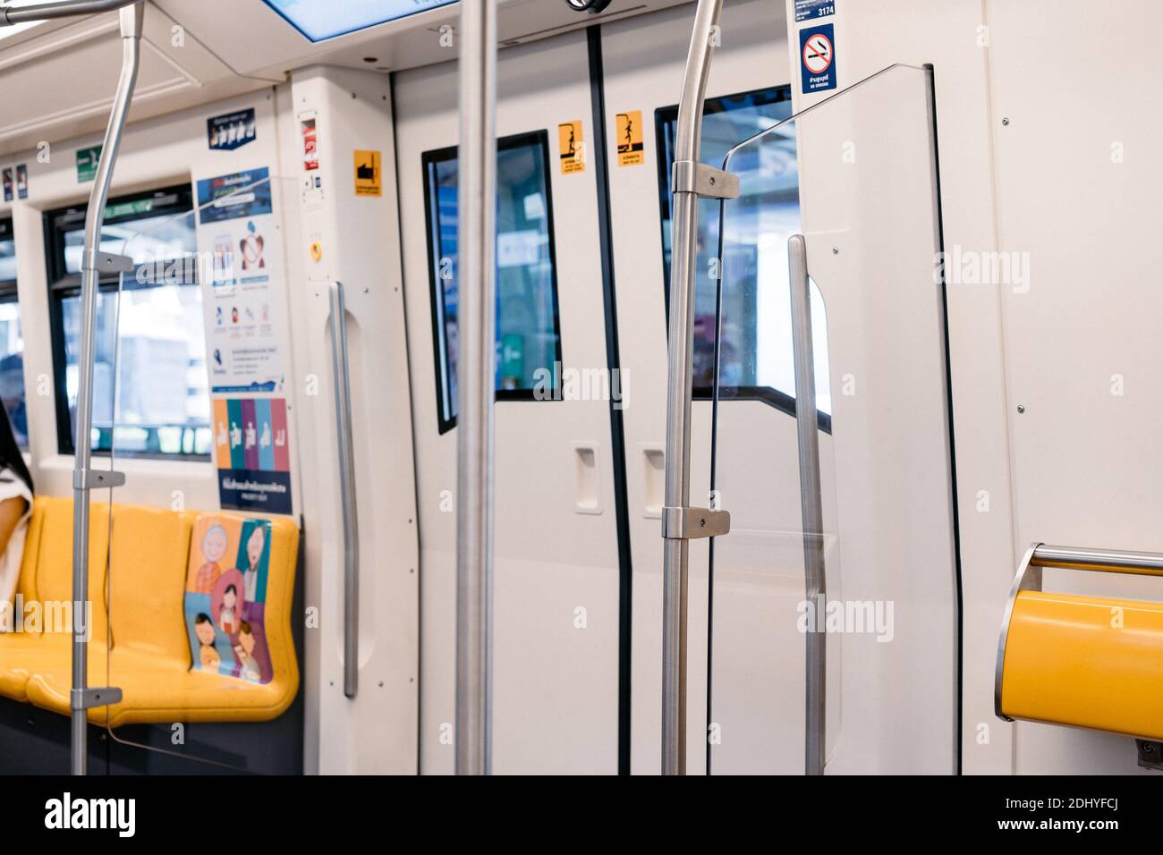 Bangkok, Thailand - 30 Jul 2020, The door inside the BTS (Bangkok (Mass ...