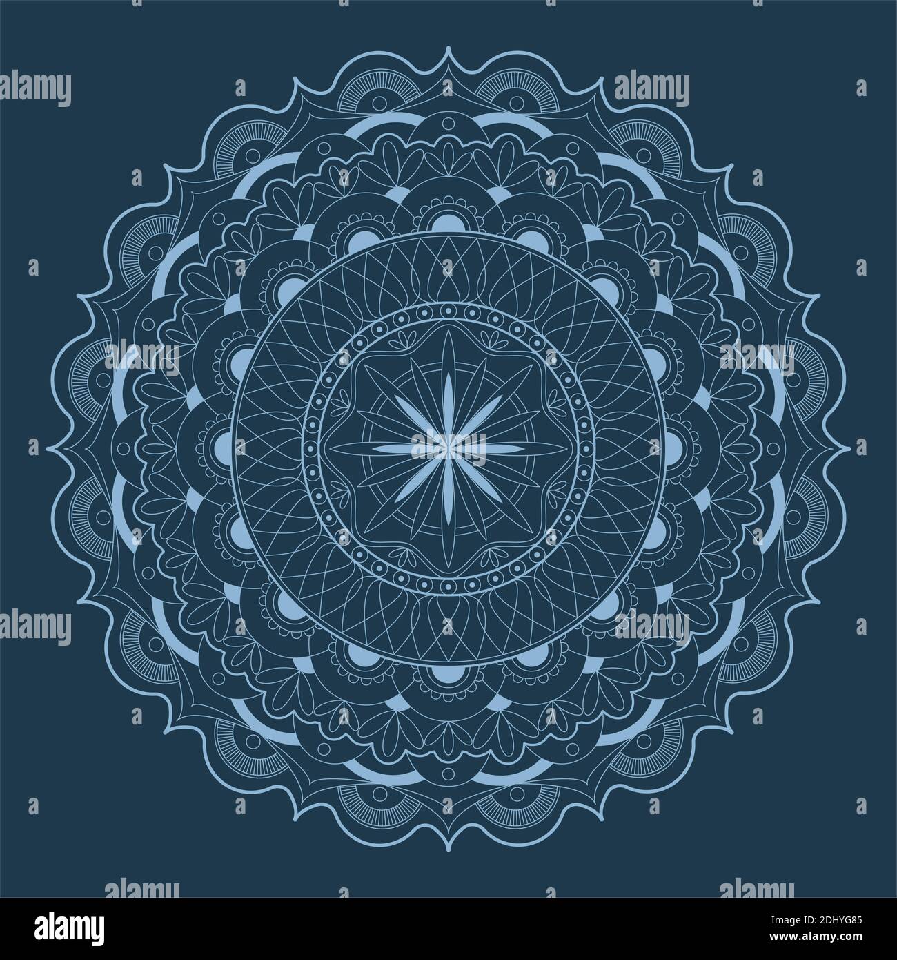 Mandala line vector. A symmetrical dark round monochrome ornament ...