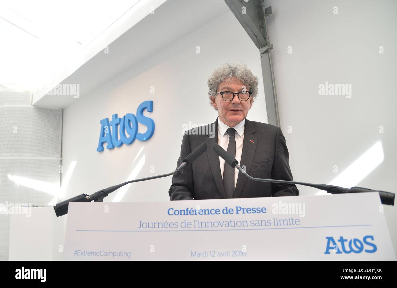 Atos Chairman and CEO Thierry Breton delivers his speech during the ...