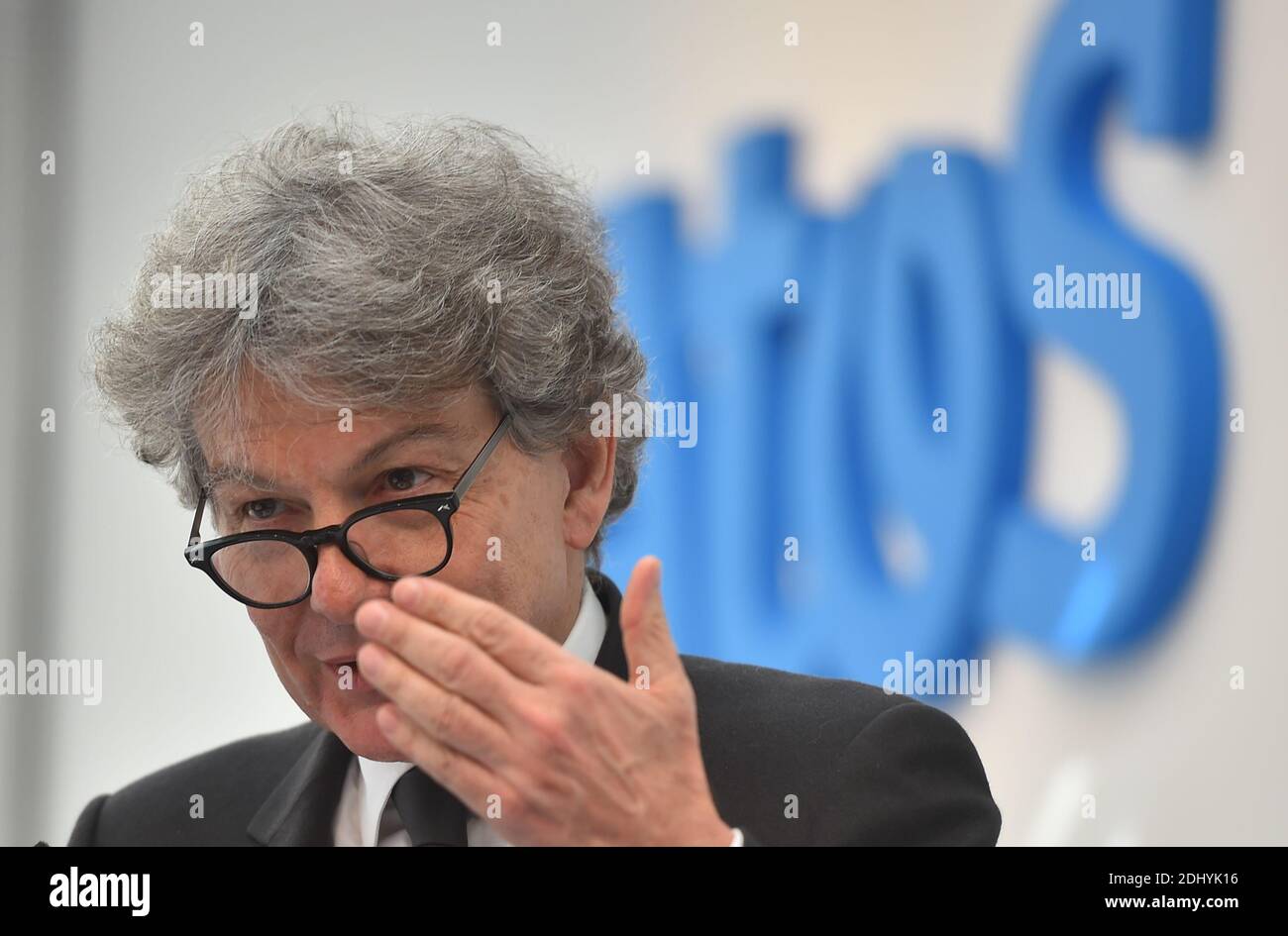 Atos Chairman and CEO Thierry Breton delivers his speech during the ...