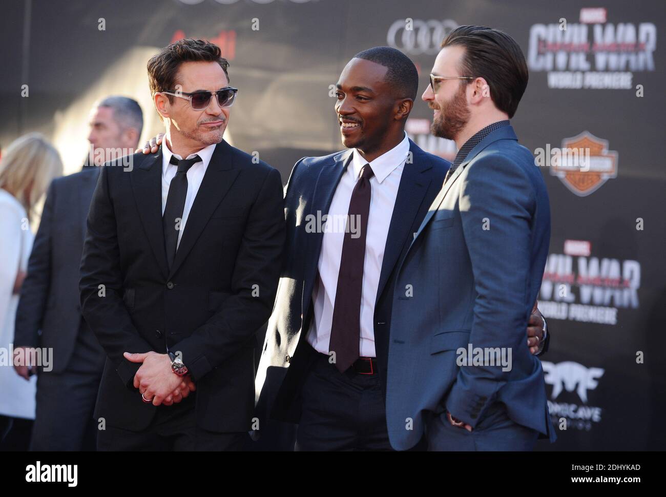 Anthony Mackie, Chris Evans and Robert Downey Jr attend the World ...