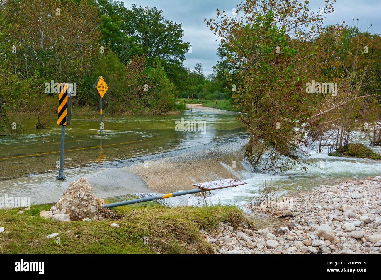 Texas Hill Country, Rio Frio, flooded road Stock Photo - Alamy