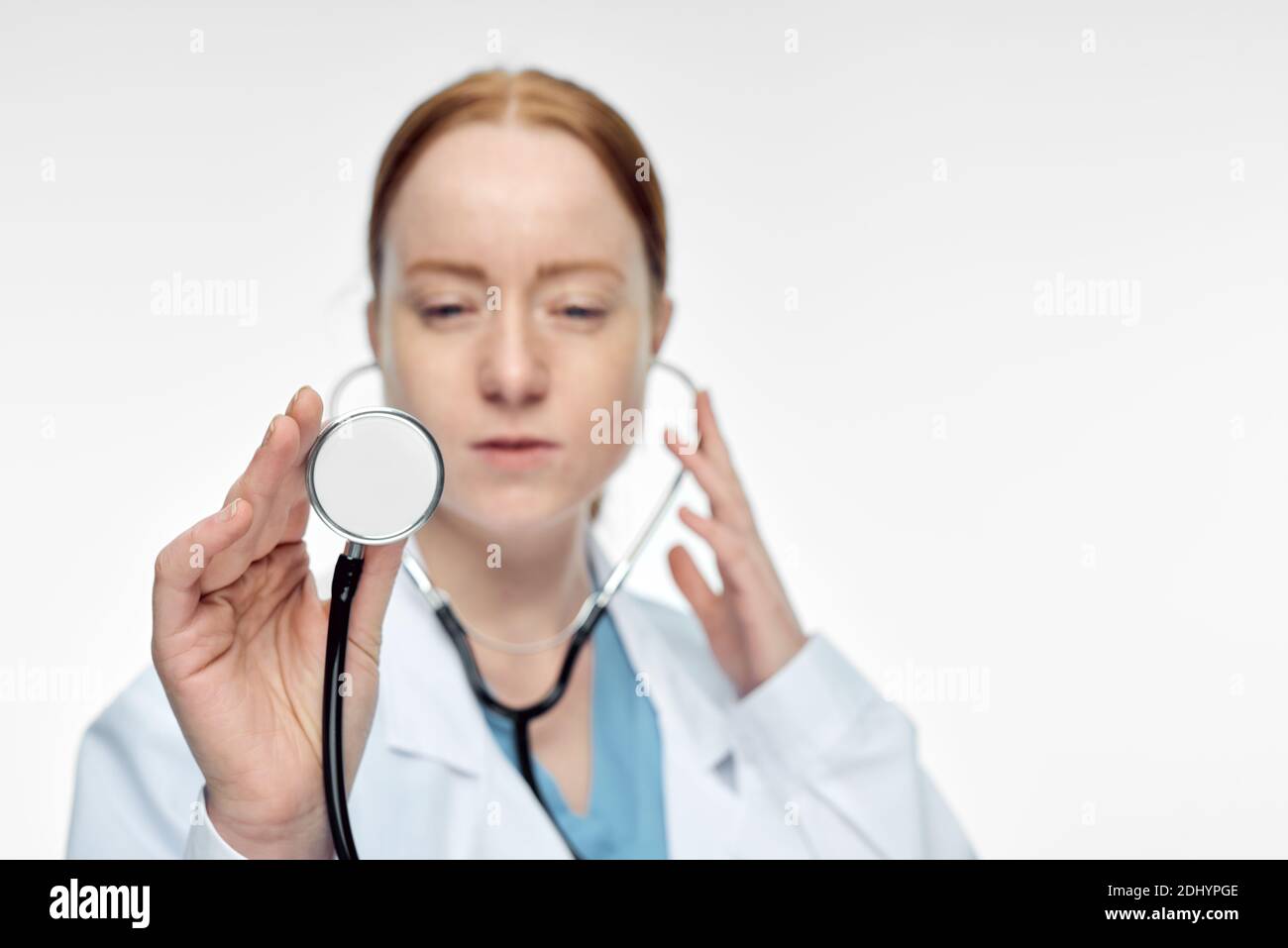young smiling female doctor with medical history Stock Photo - Alamy