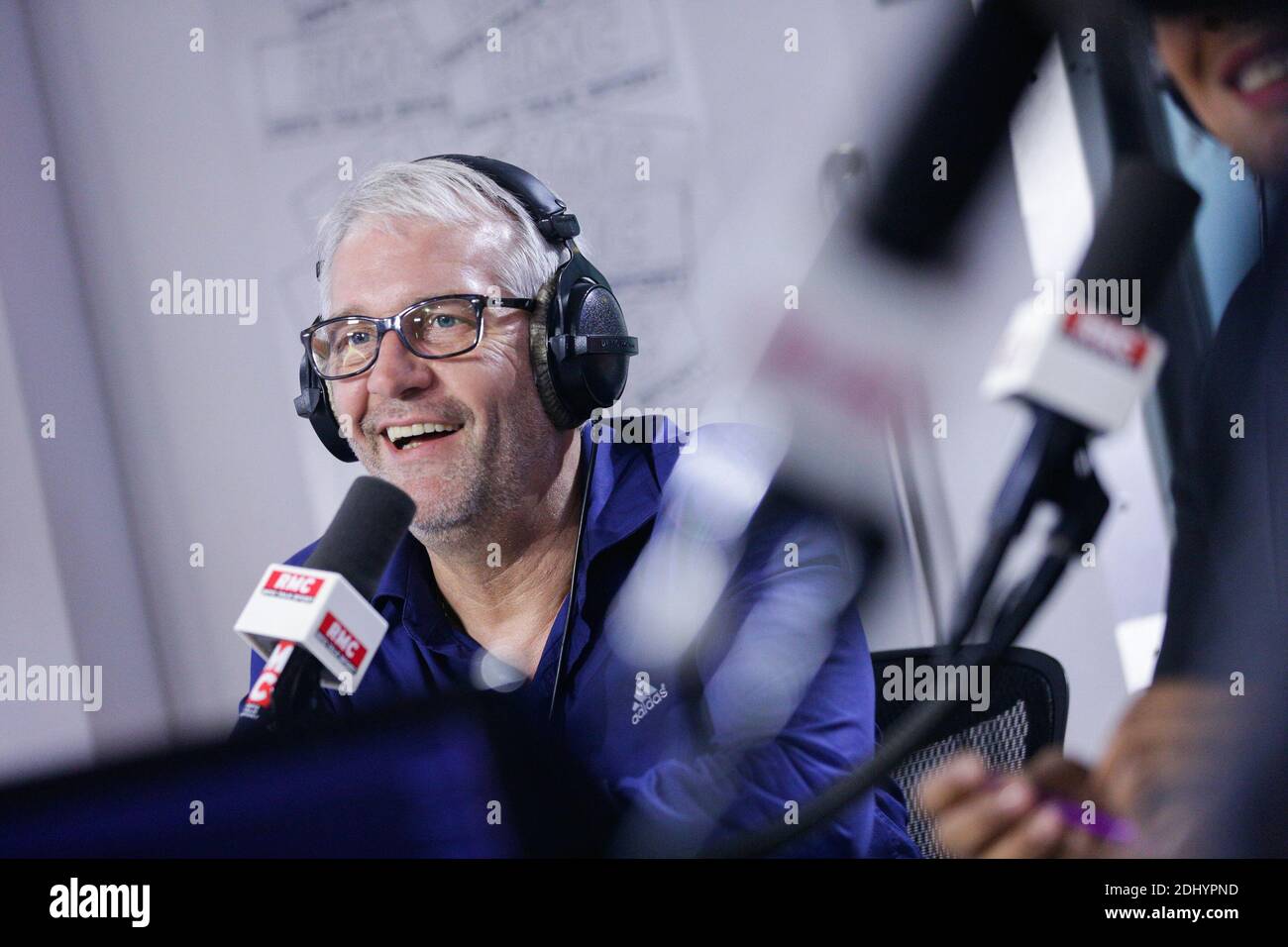 EXCLUSIVE. Jacques Monclar pictured speaking in the RMC Radio studio on ...