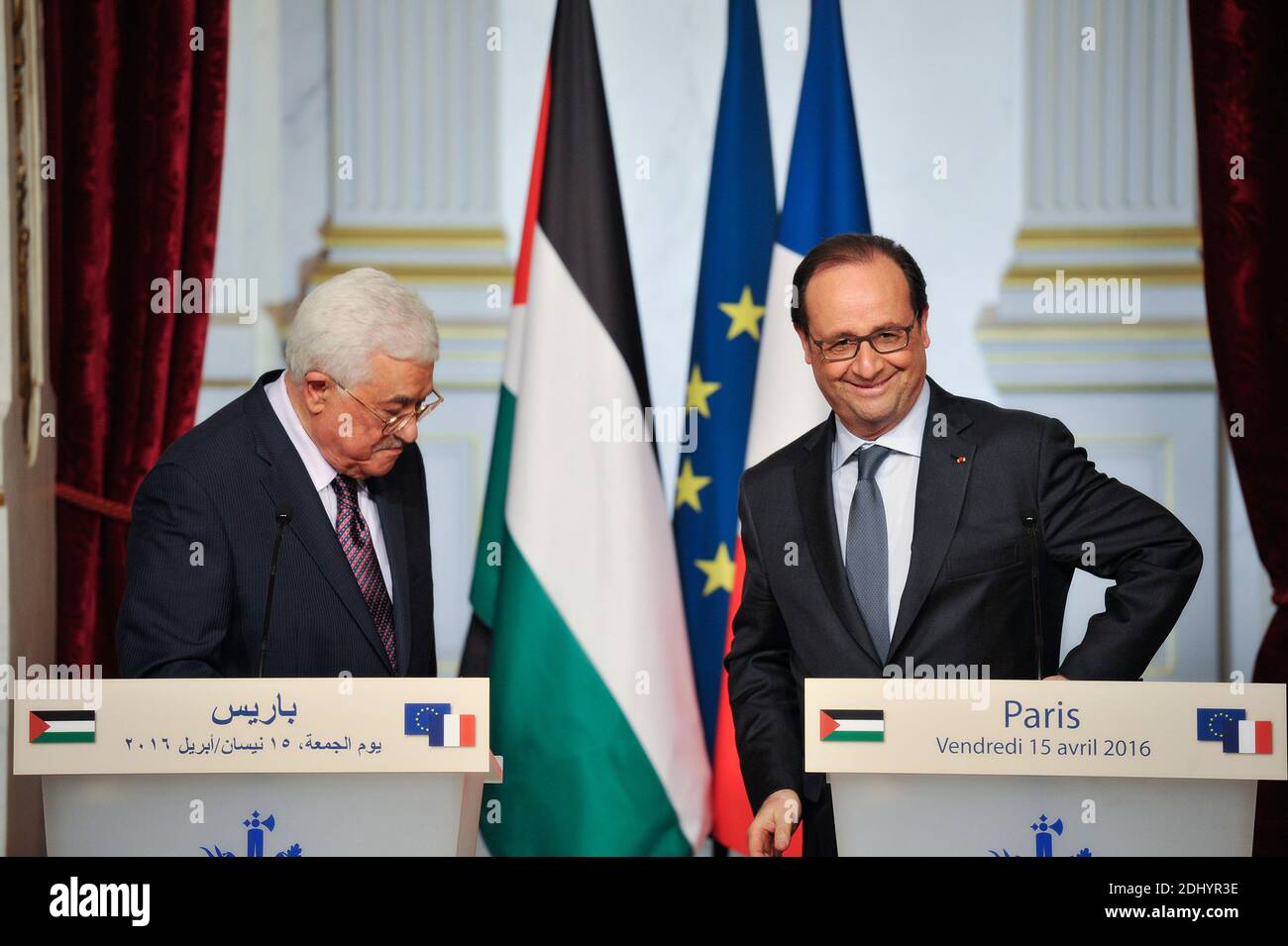 French President Francois Hollande and Palestinian Authority President ...