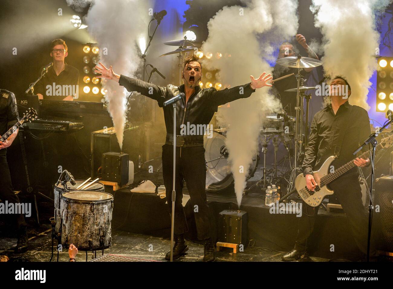 German rock-metal band Oomph performing live on stage at Ninkasi KAO in ...