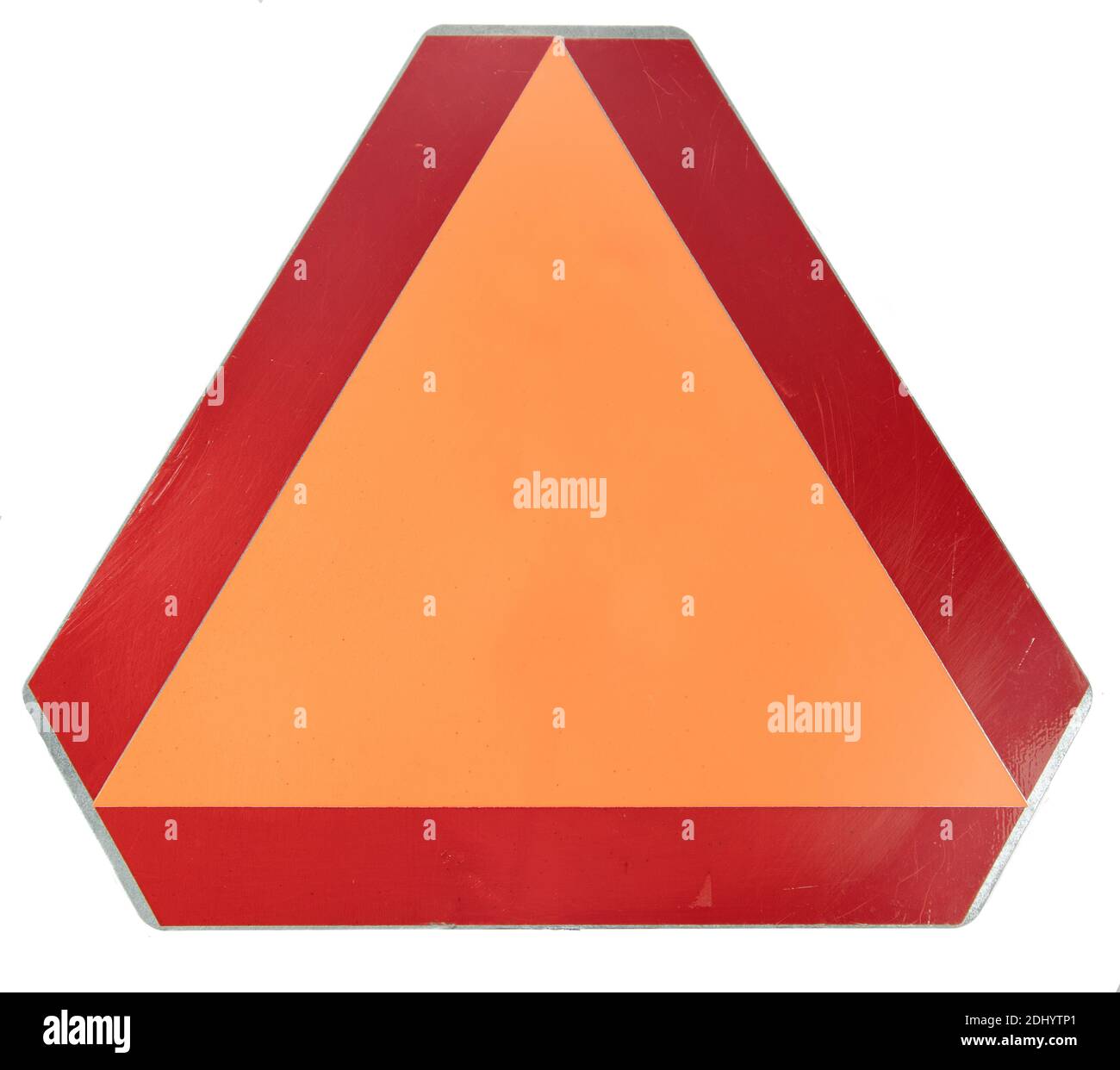 Slow moving vehicle sign isolated on white Stock Photo - Alamy