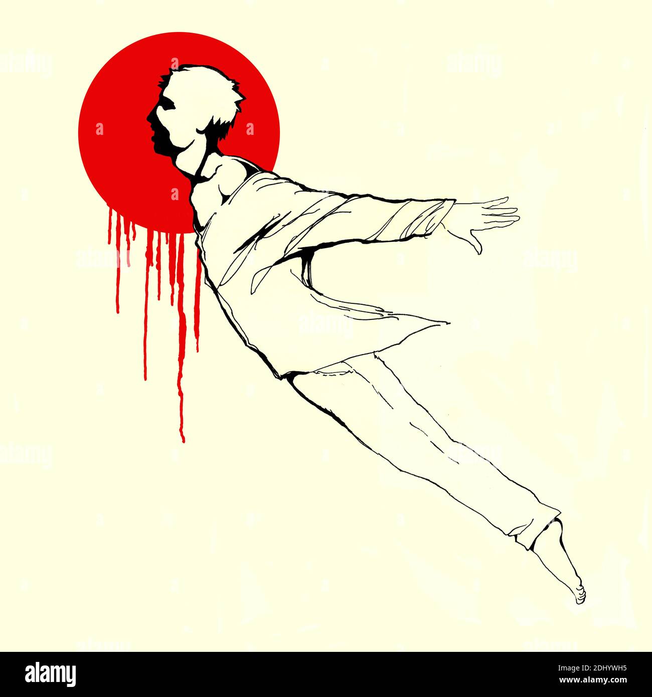 Falling down despairing man ikn illustration Stock Photo - Alamy