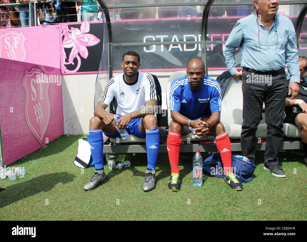 Frederic Piquionne and Sylvain Wiltord during a soccer match Generation ...