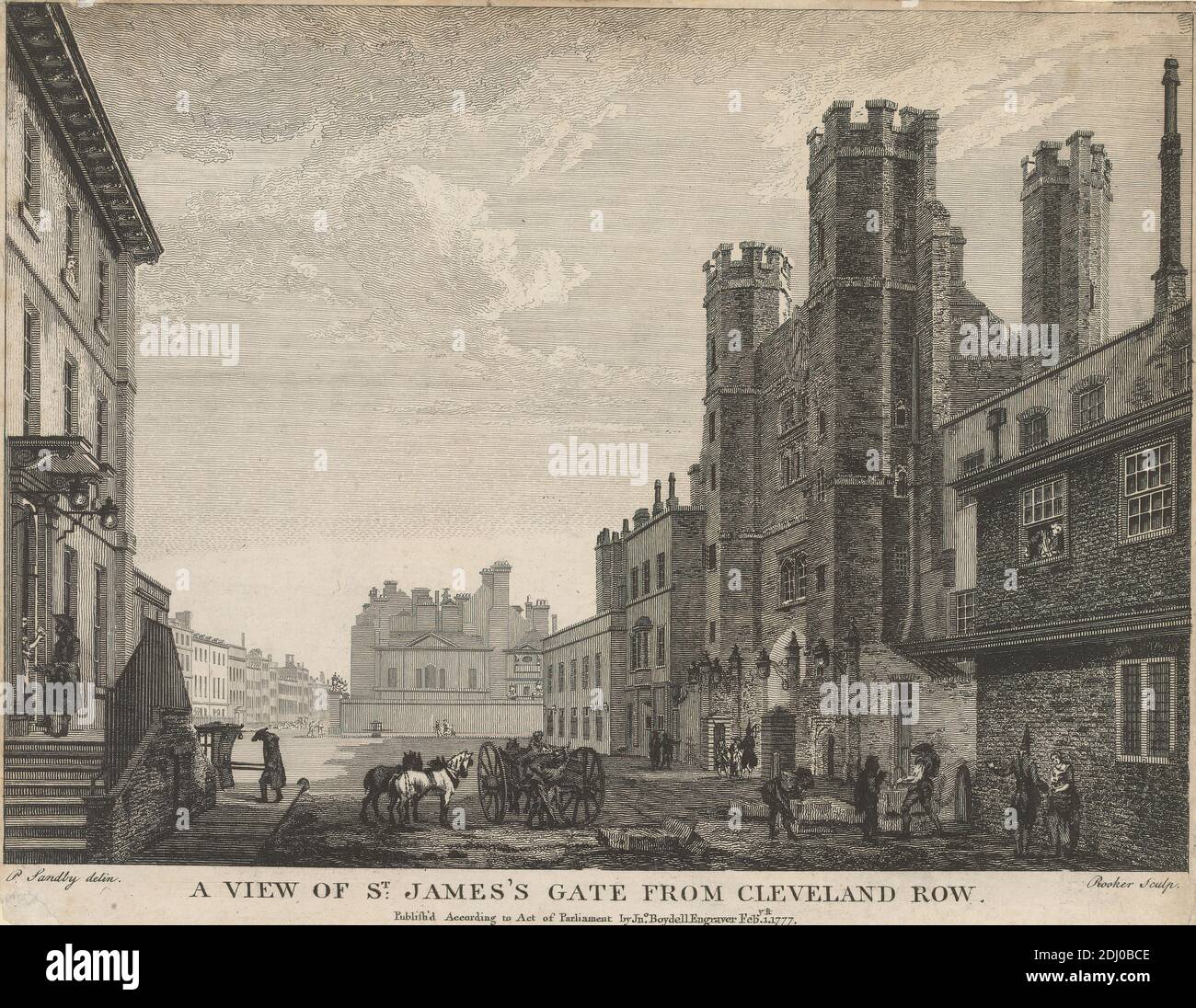 A View of St. James's Gate from Cleveland Row, Edward Rooker, 1724–1774 ...