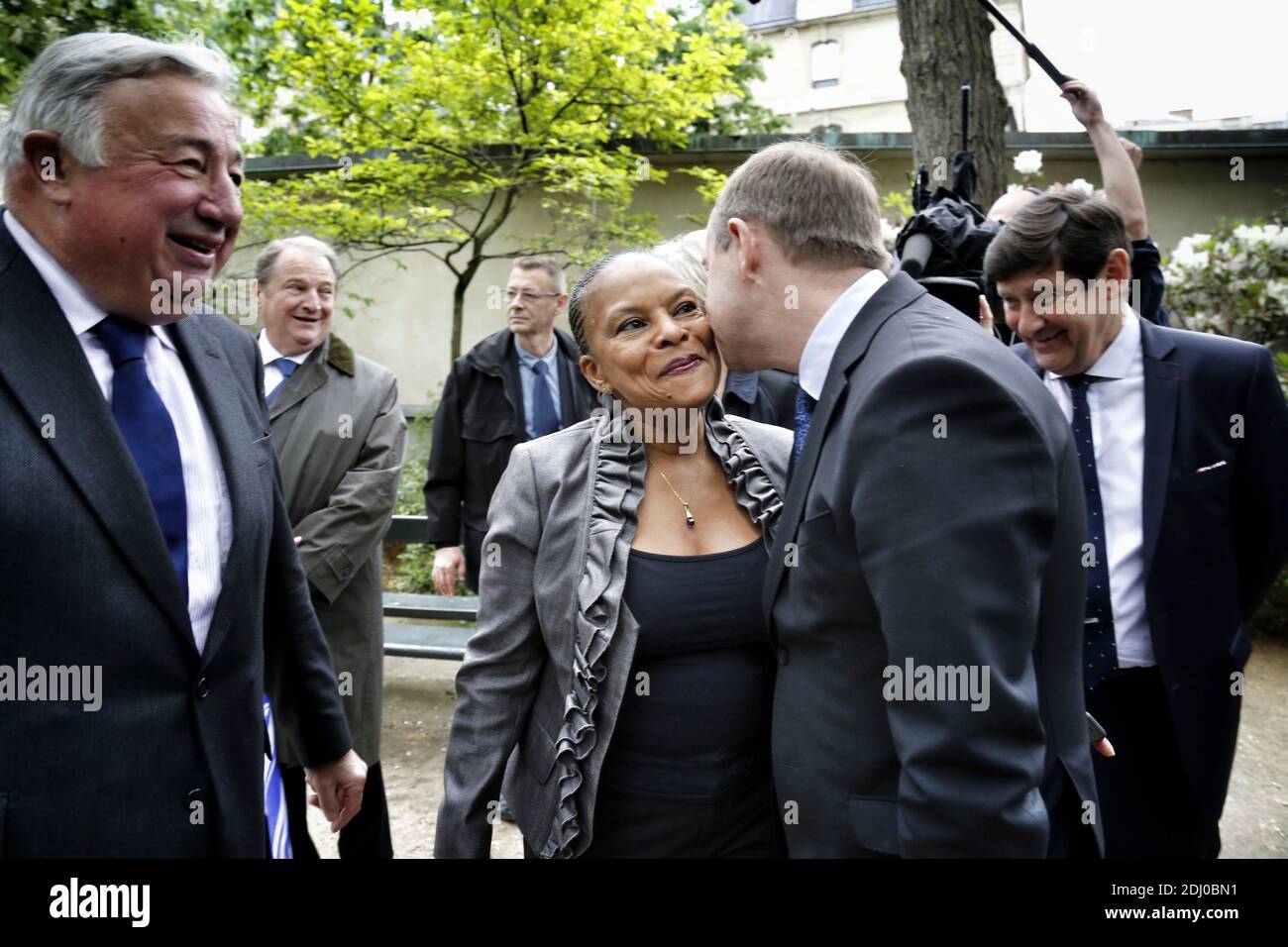 (L-R) French Senate President Gerard Larcher, former French Minister of ...
