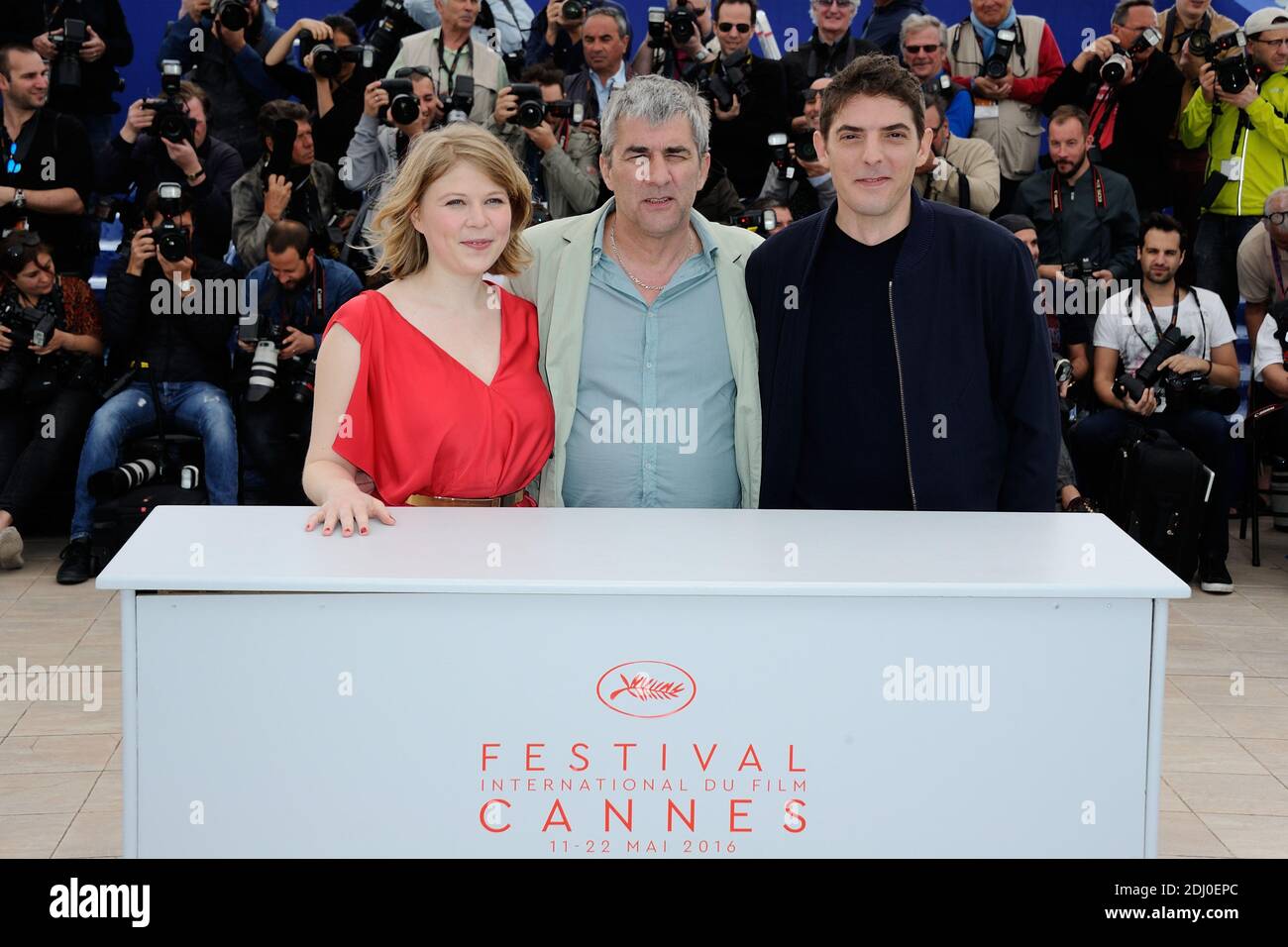 India Hair, Alain Guiraudie and Damien Bonnard attending the 'Rester ...