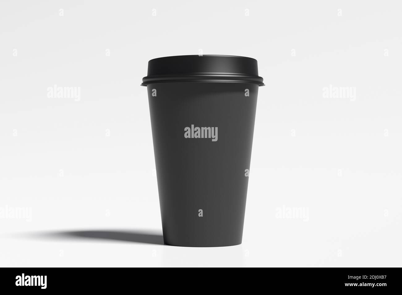 Black take away coffee paper cup mock up with black lid on white ...