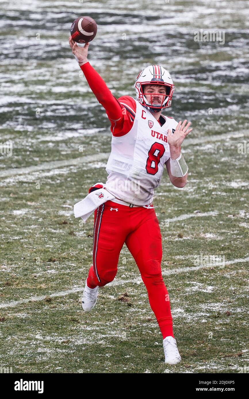 December 12, 2020: Utah Utes quarterback Jake Bentley (8) throws a pass ...
