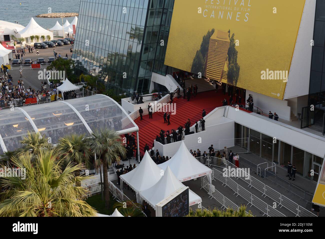 The Palais des Festivals, with the famous stairs (Les Marches) and red ...