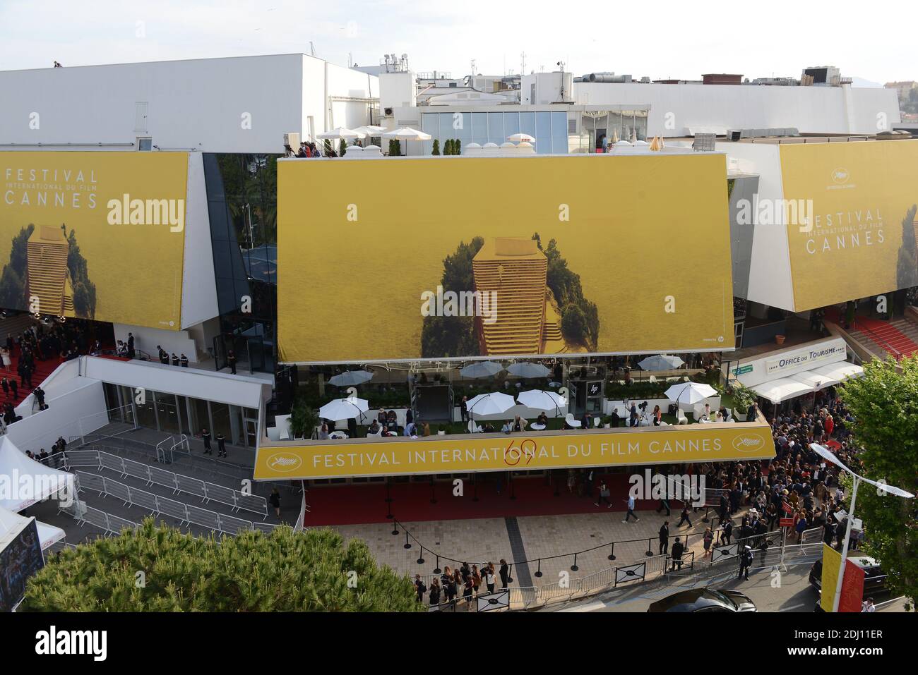 The Palais des Festivals, with the famous stairs (Les Marches) and red ...