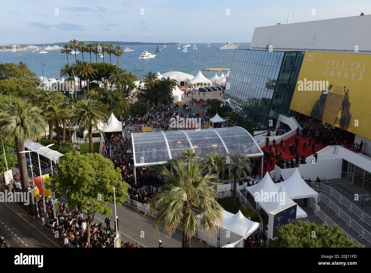 The Palais des Festivals, with the famous stairs (Les Marches) and red ...