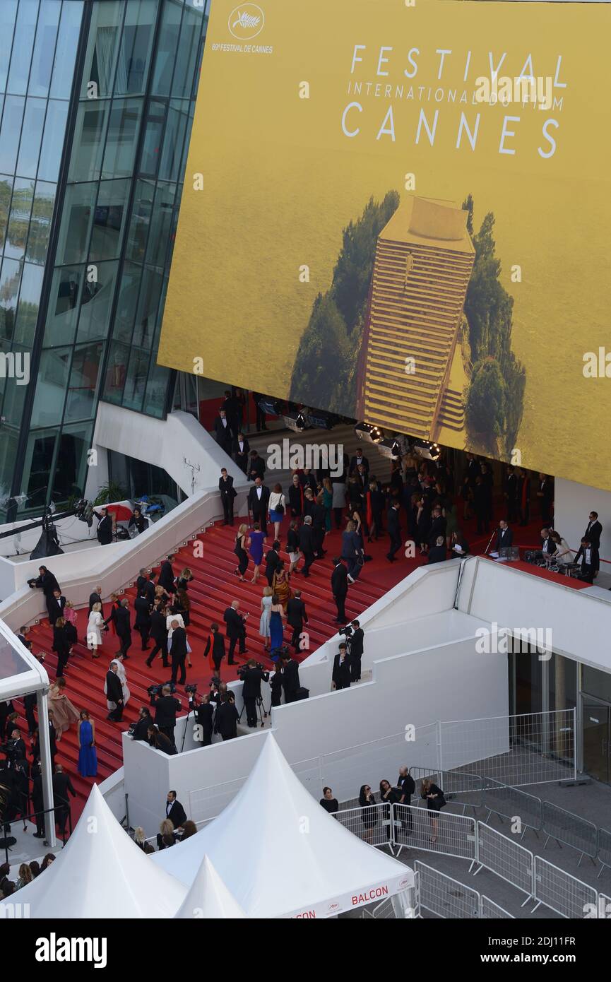 The Palais des Festivals, with the famous stairs (Les Marches) and red ...